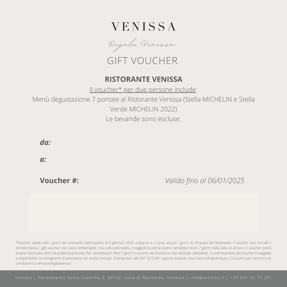 Ristorante Venissa – Menù 7 portate – Venissa Voucher Shop | Regala Venissa